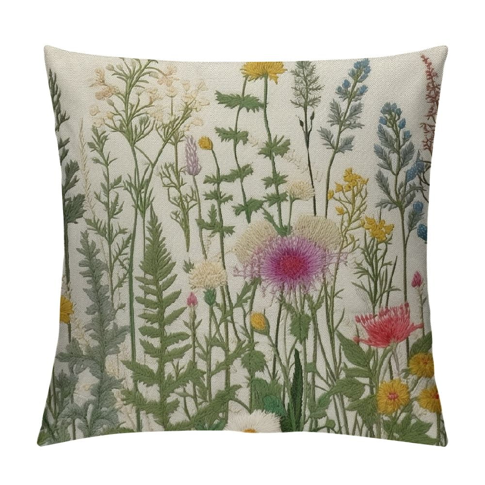 Comio Sage Green Pillow Covers Spring Wildflower Plant Throw Pillows