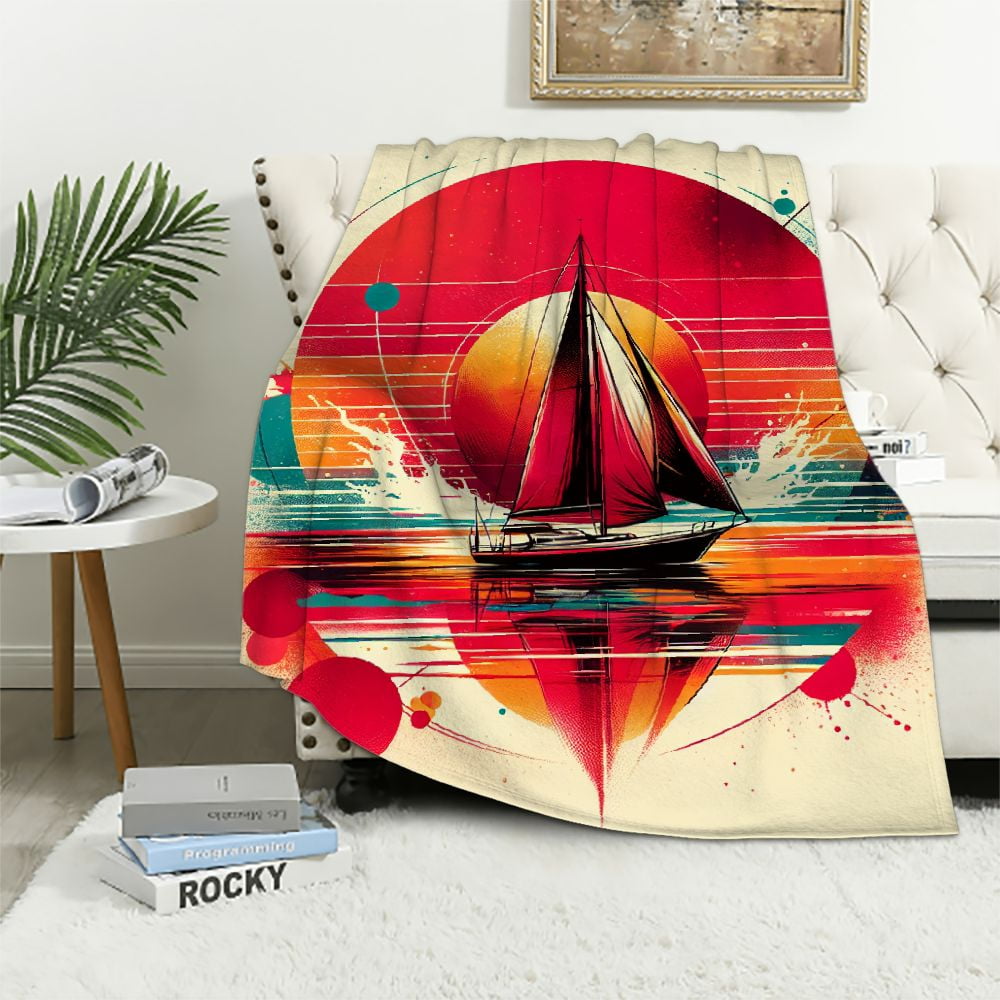 COMIO Sailing Sports Boho Art Design Blanket Colorful Print for Bed ...