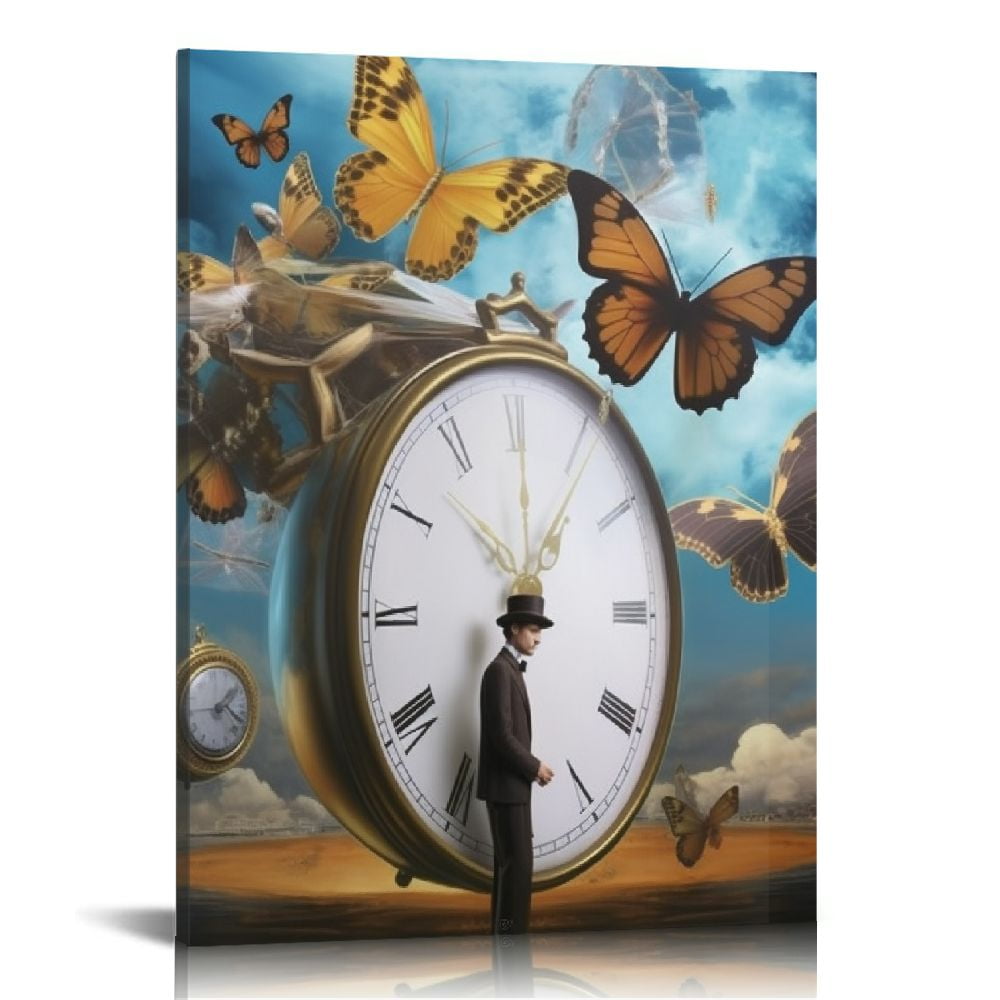COMIO Salvador Dali Poster Surrealism Wall Art Watch Metal Clock Canvas ...