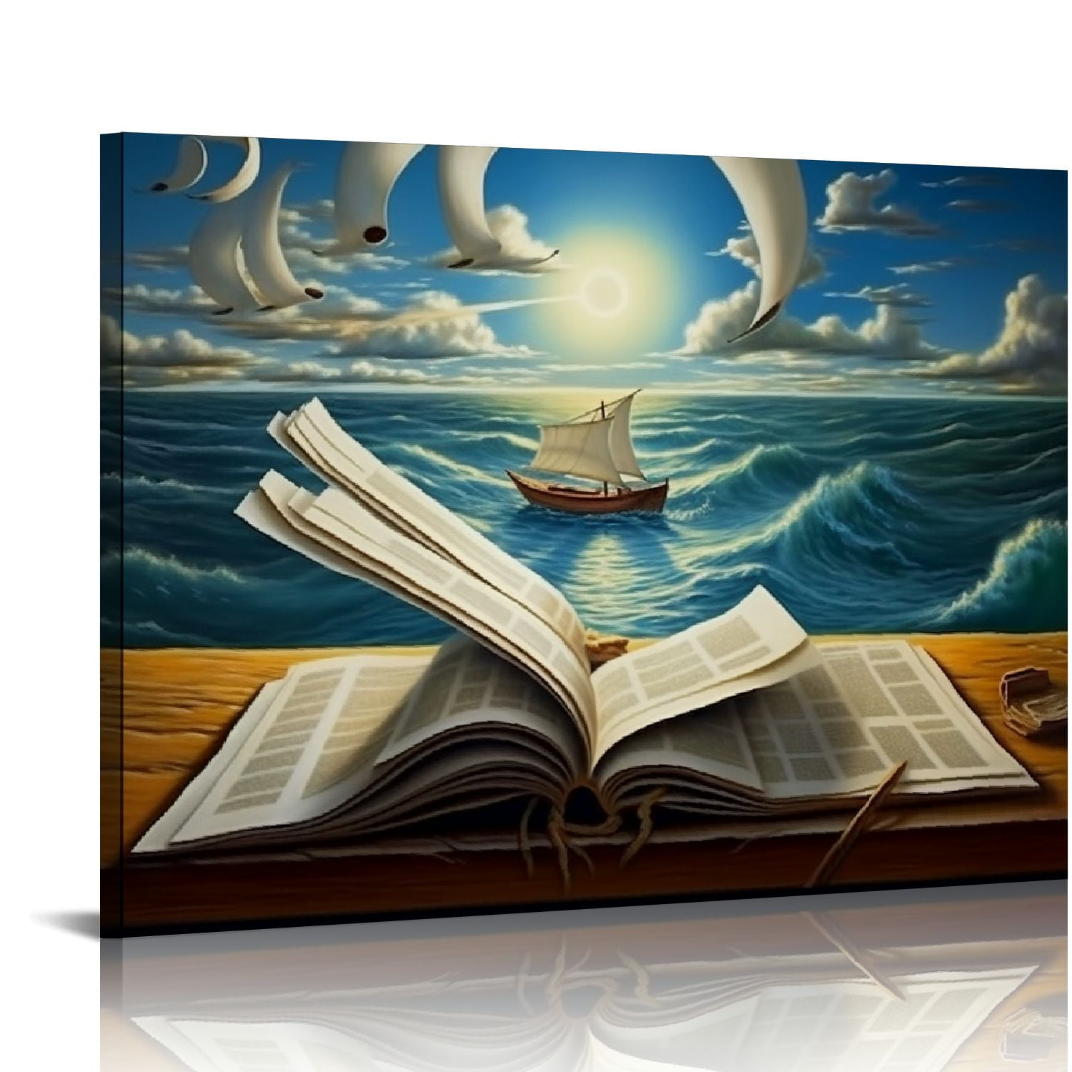 COMIO Salvador Dali Wall Art Dalí Wave Book Framed Painting Canvas Art ...