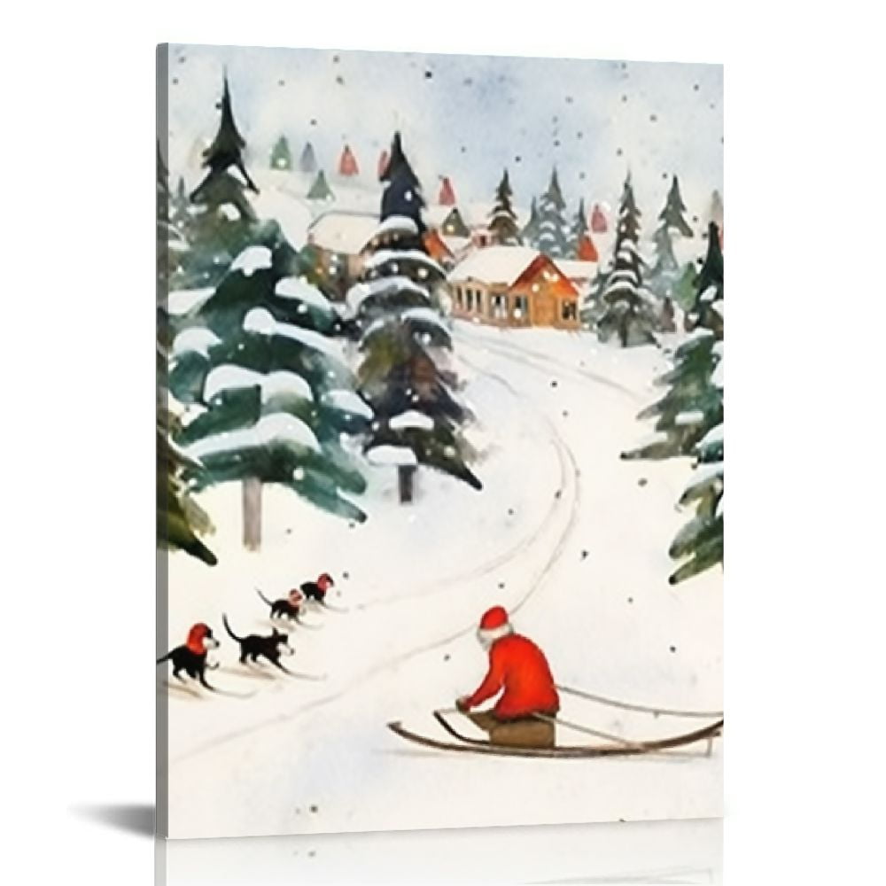 COMIO Santa Claus Reindeer Sleigh Poster Prints Painting Modular ...