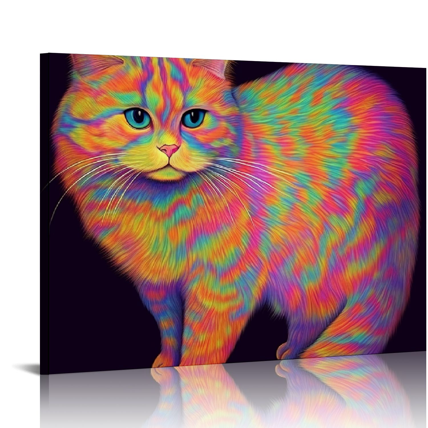 COMIO Scottish Fold Scot Cat on Black Canvas Art Print Wall Decor ...