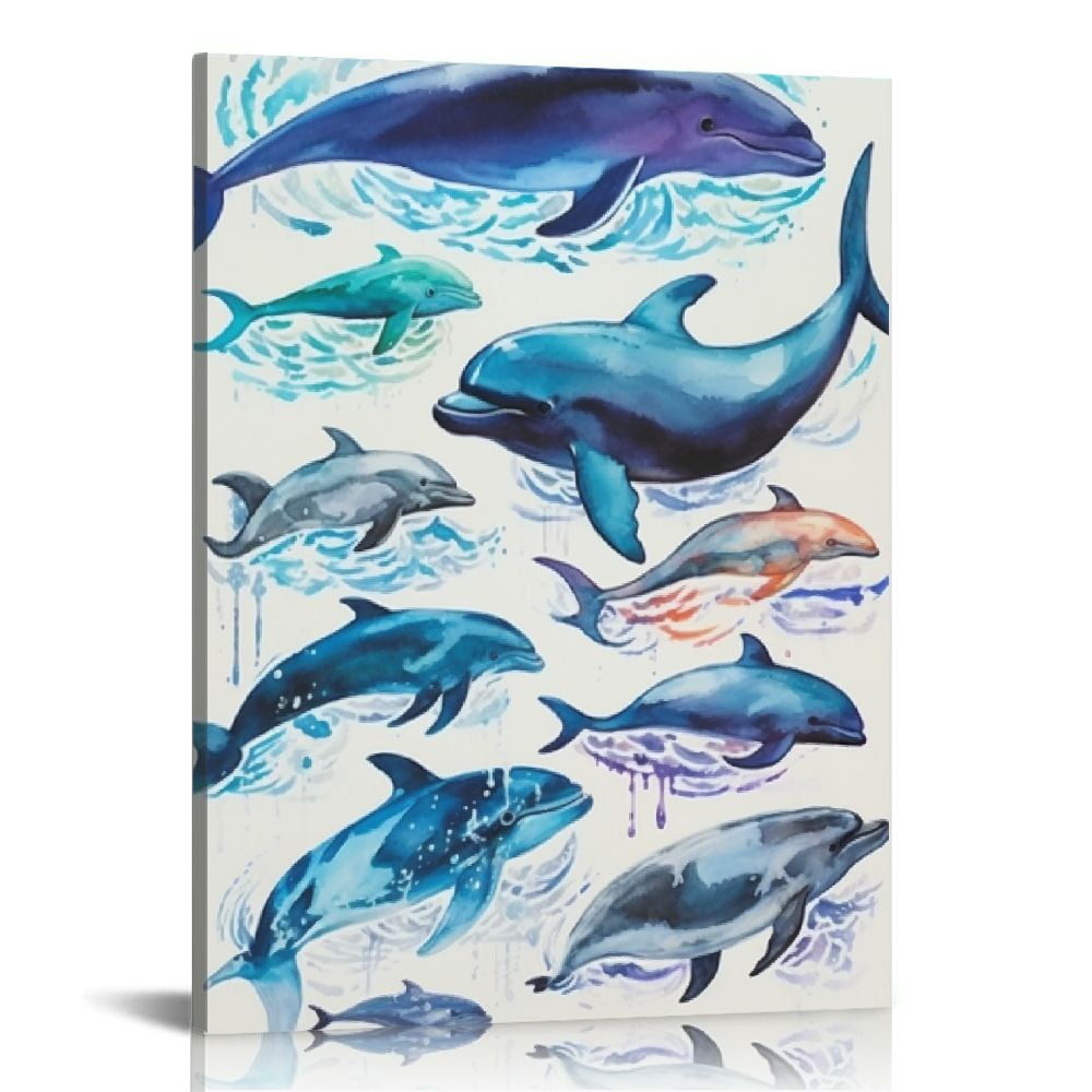 COMIO Sea Life Whale Educational Ocean Animal Chart Wall Art Canvas ...
