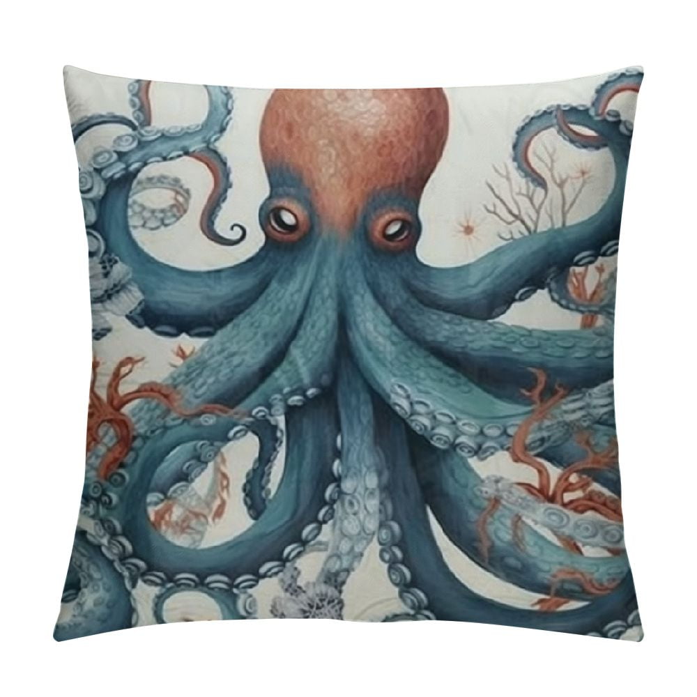 COMIO Sea Octopus Pillow Cases Standard - Microfiber Bed Throw Pillow ...