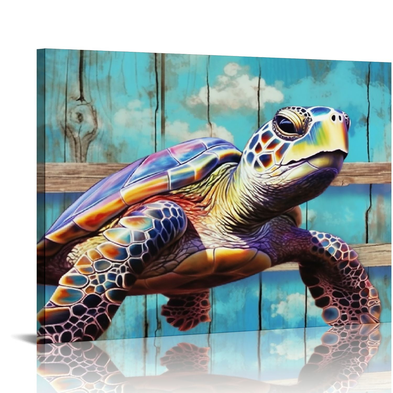 COMIO Sea Turtle Bathroom Wall Decor Canvas Prints Life Teal Watercolor ...