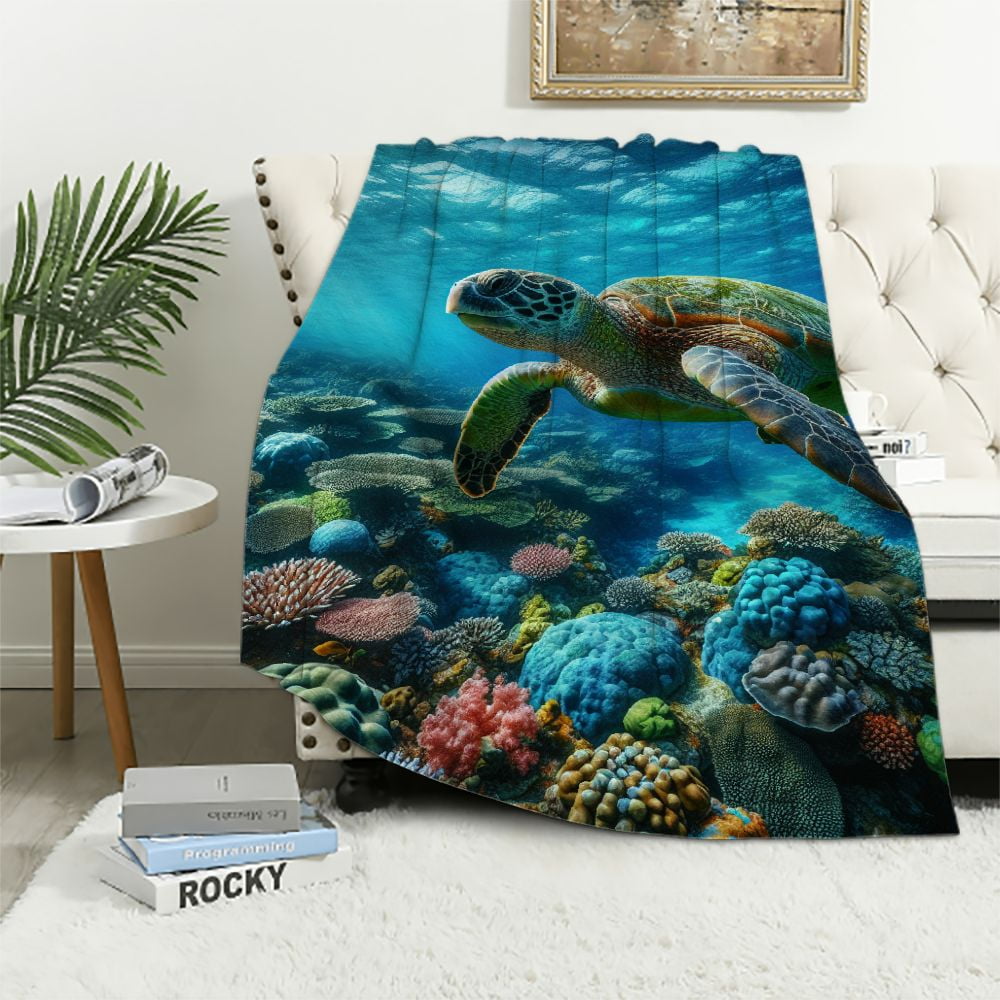 COMIO Sea Turtle Blanket Gifts for Women Men Adults Soft Warm ...