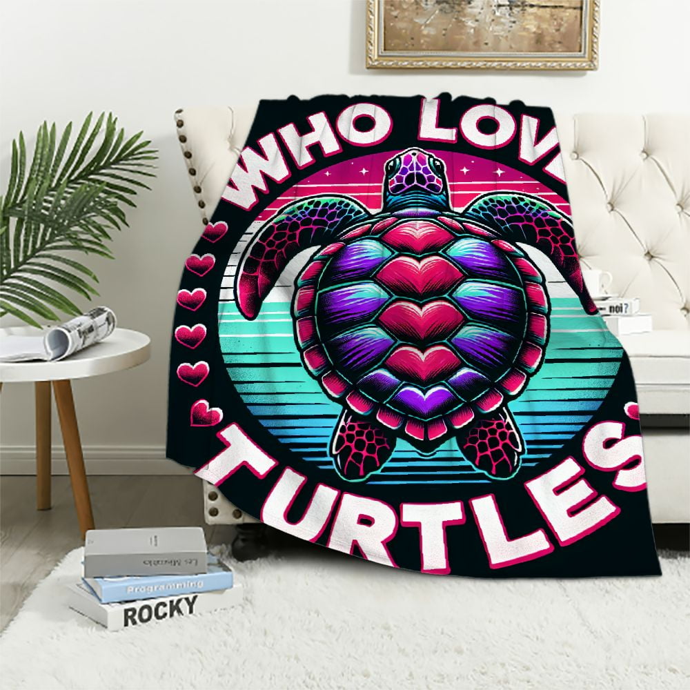 COMIO Sea Turtle Blanket Loves Turtles Blanket Soft Blankets and Throws Flannel Cozy Lightweight ...