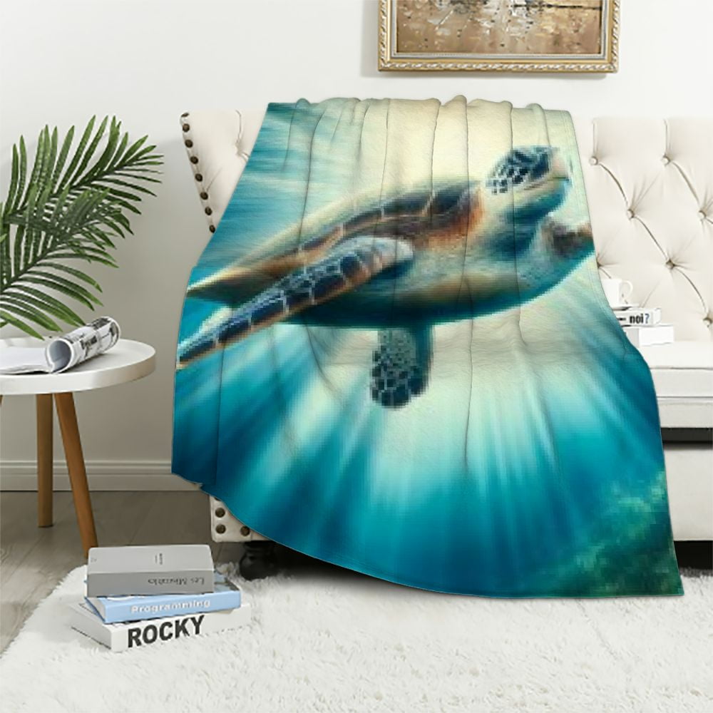 COMIO Sea Turtle Blanket for Woman Man Sea Turtle Ocean Animal Throw ...