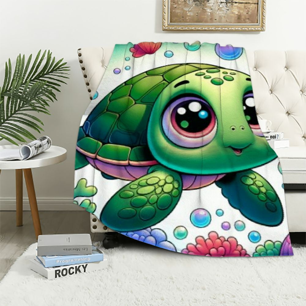 COMIO Sea Turtle Blanket for Women Men, Cute Sea Turtle Themed Design ...