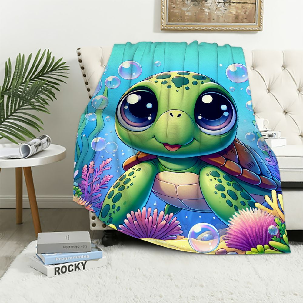 COMIO Sea Turtle Blanket with Name for Women Men, Cute Sea Turtle ...