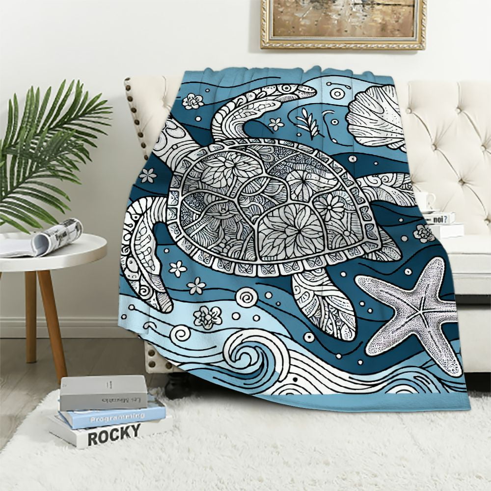 COMIO Sea Turtle Gifts for Women, Sea Turtle Blanket and Throw, Flannel ...