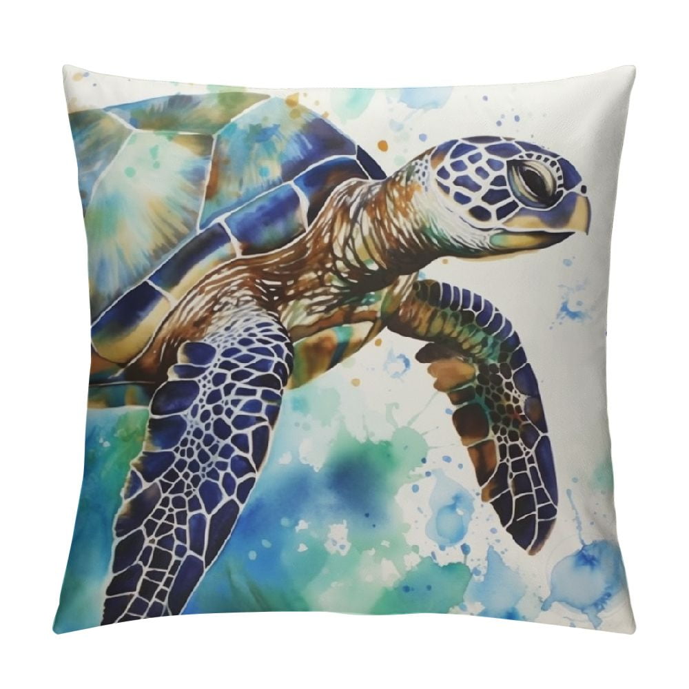 COMIO Sea Turtle Pillow Case,Sea Animal Lover Watercolor Brick Turtle ...