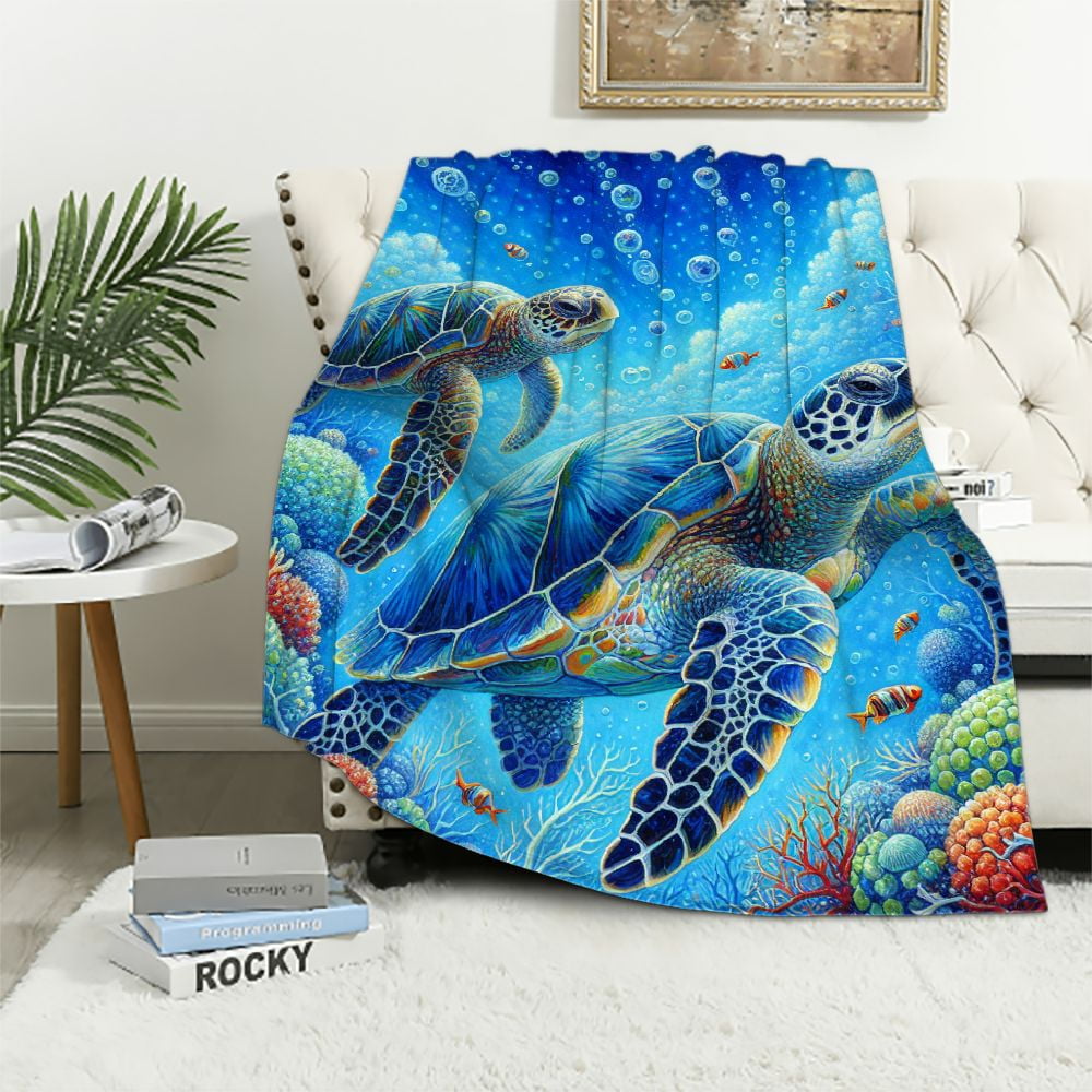 COMIO Sea Turtle Throw Blanket Turtle Wisdom Blanket Turtle Gifts for ...