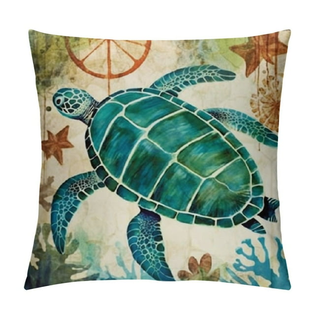 COMIO Sea Turtle Throw Pillow Case Mediterranean Style Sea Theme ...