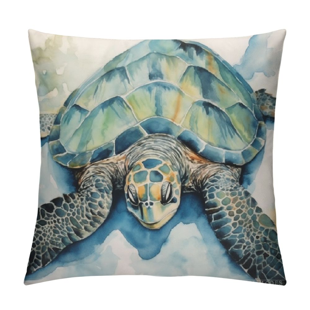 COMIO Sea Turtle Throw Pillow Cover Watercolor Ocean Turtle Throw ...
