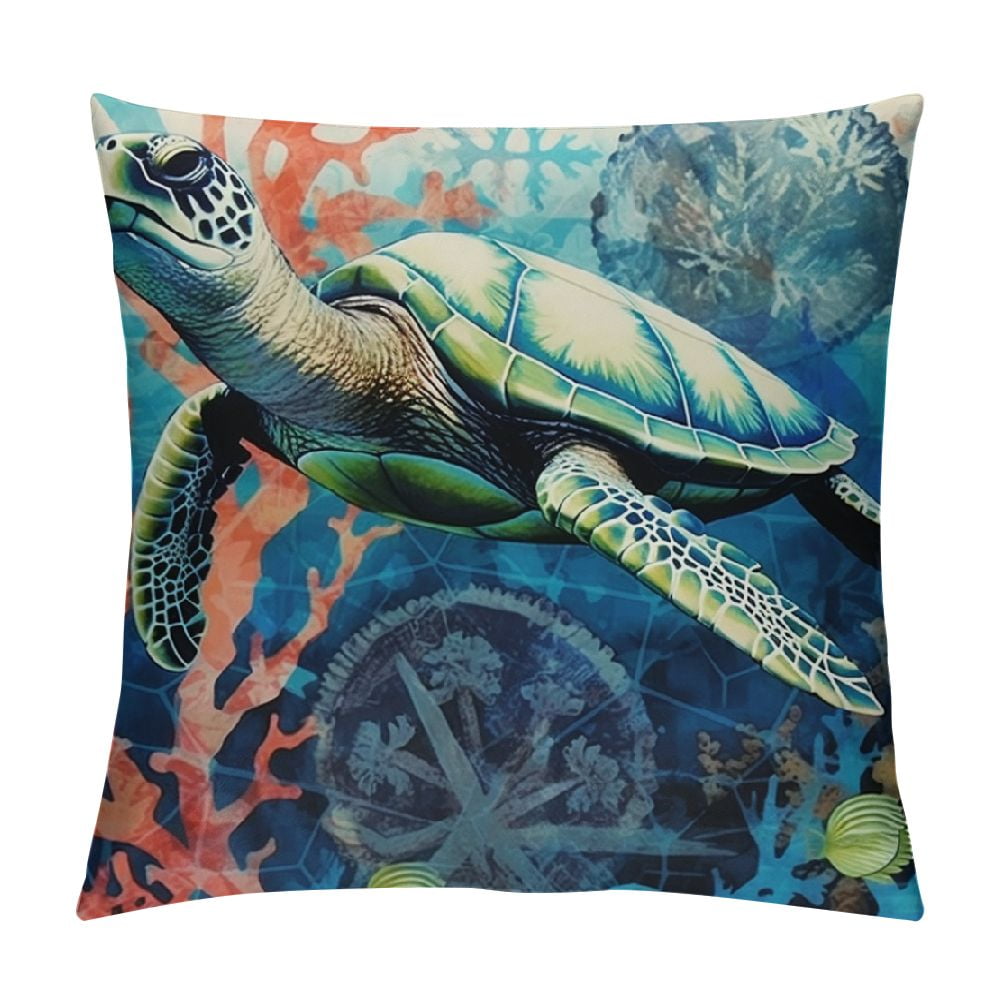COMIO Sea Turtle Throw Pillow Covers Coastal Ocean Seahorse Octopus ...