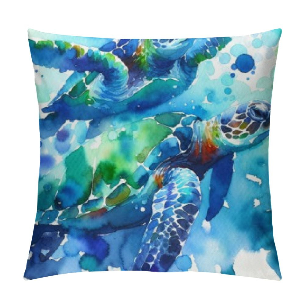 COMIO Sea Turtle Throw Pillow Covers Super Soft Coastal Ocean ...