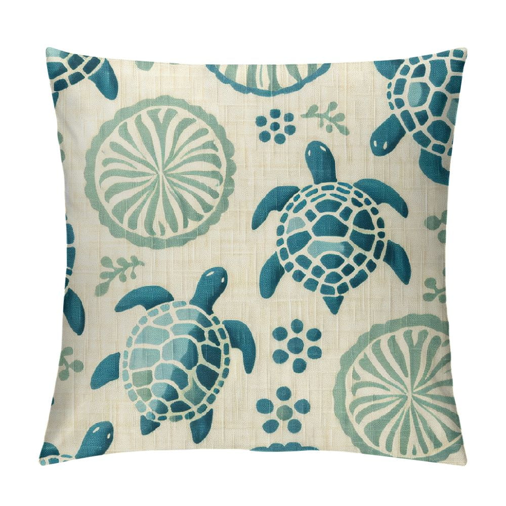 COMIO Sea Turtle Throw Pillow Covers Turtle Lumbar Decorative Pillow ...