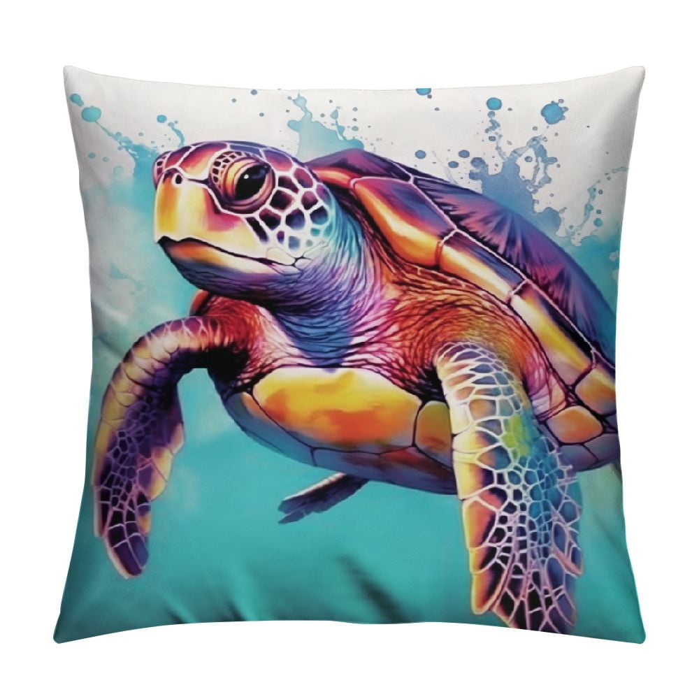 COMIO Sea Turtle Throw Pillow Covers Watercolor Ocean Undersea Animals ...