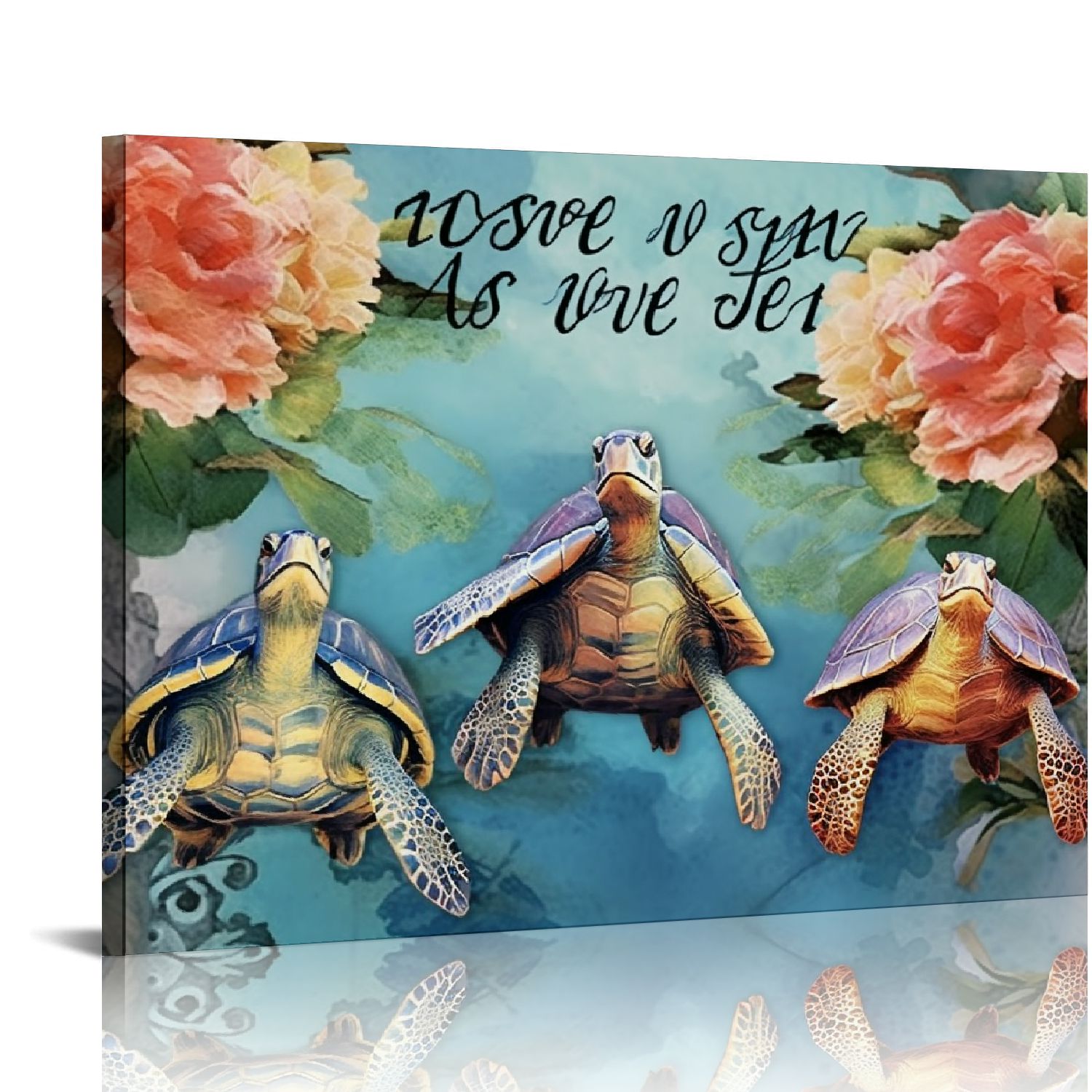 COMIO Sea Turtle Wall Art Beach Ocean Theme Canvas Prints Christian ...