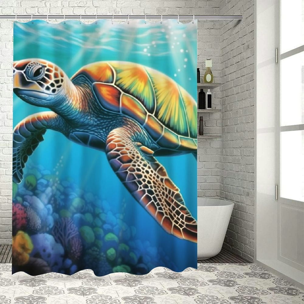 COMIO Sea Turtle for Bathroom Shower Curtain Multiple Sizes White ...