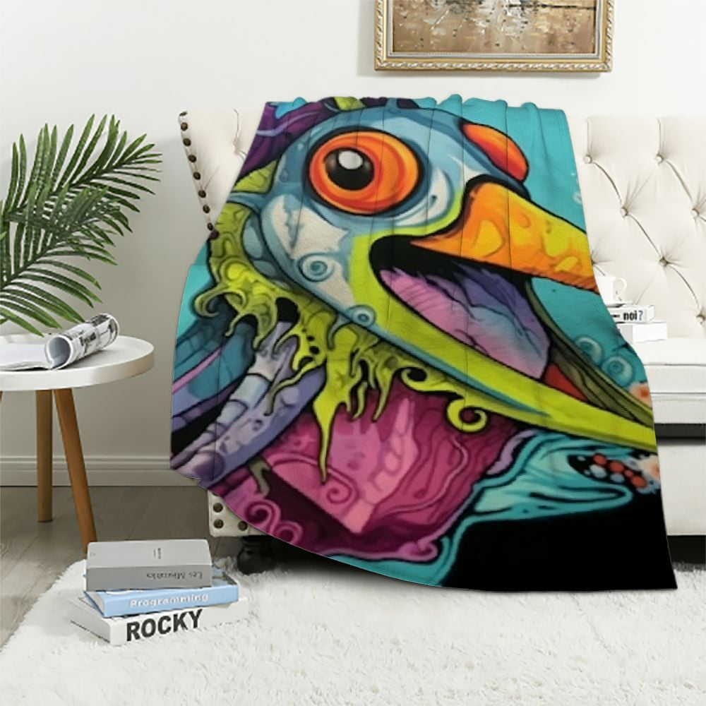 COMIO Seagull Hunting Fish Throw Blanket for Couch Bed Sofa Super Soft ...