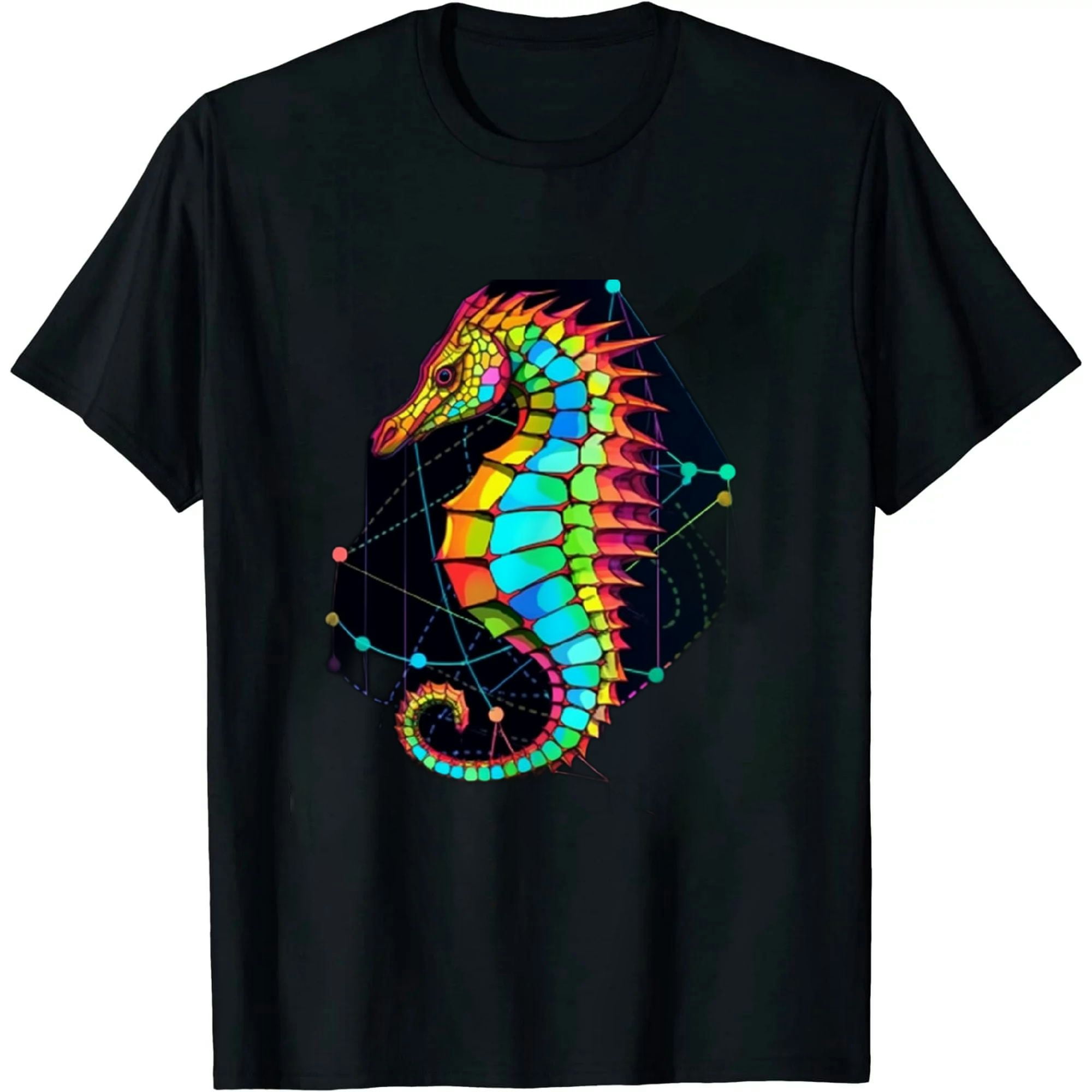 COMIO Seahorse Designs Polygon Abstract Bright Colors Sea Creature T ...