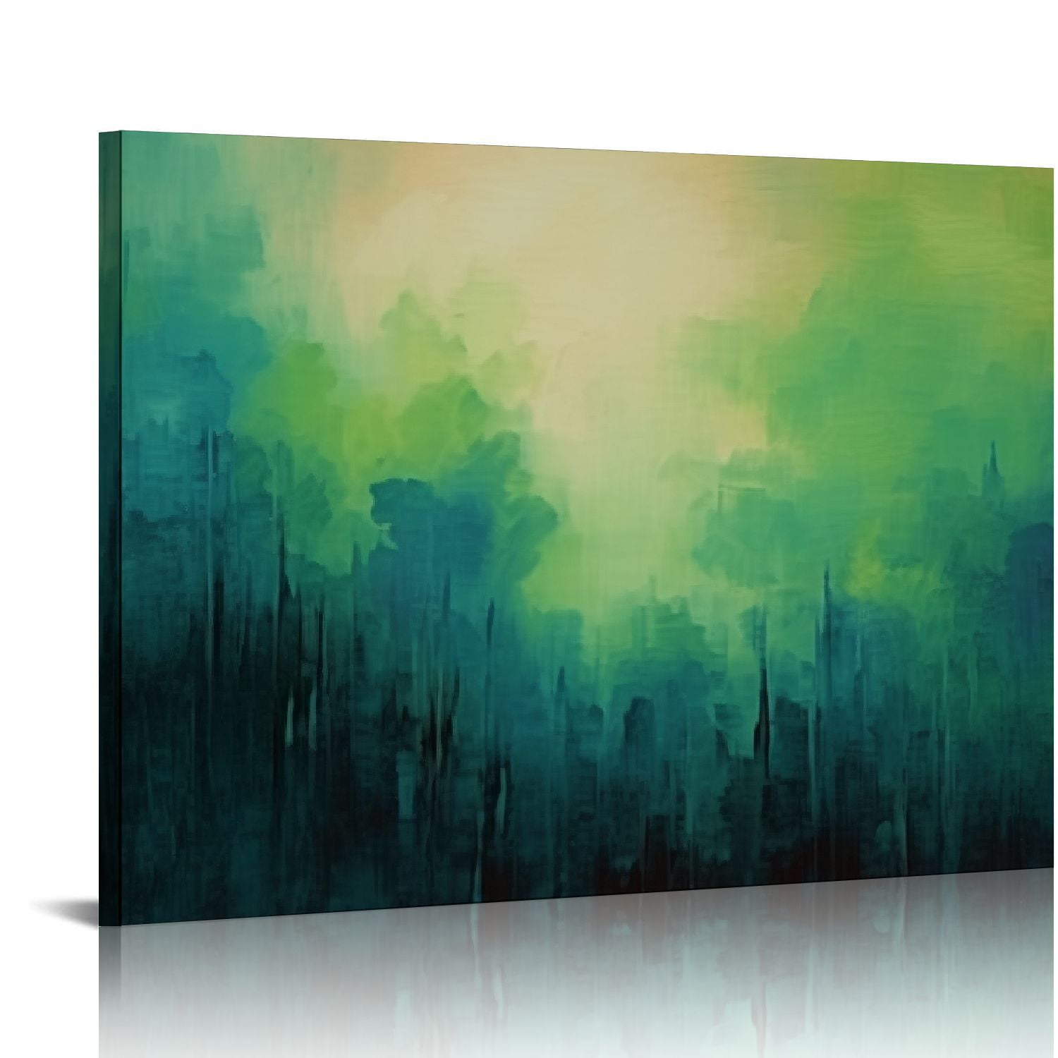 COMIO Serenity in Green, Abstract Canvas Wall Art - Wabi-sabi ...