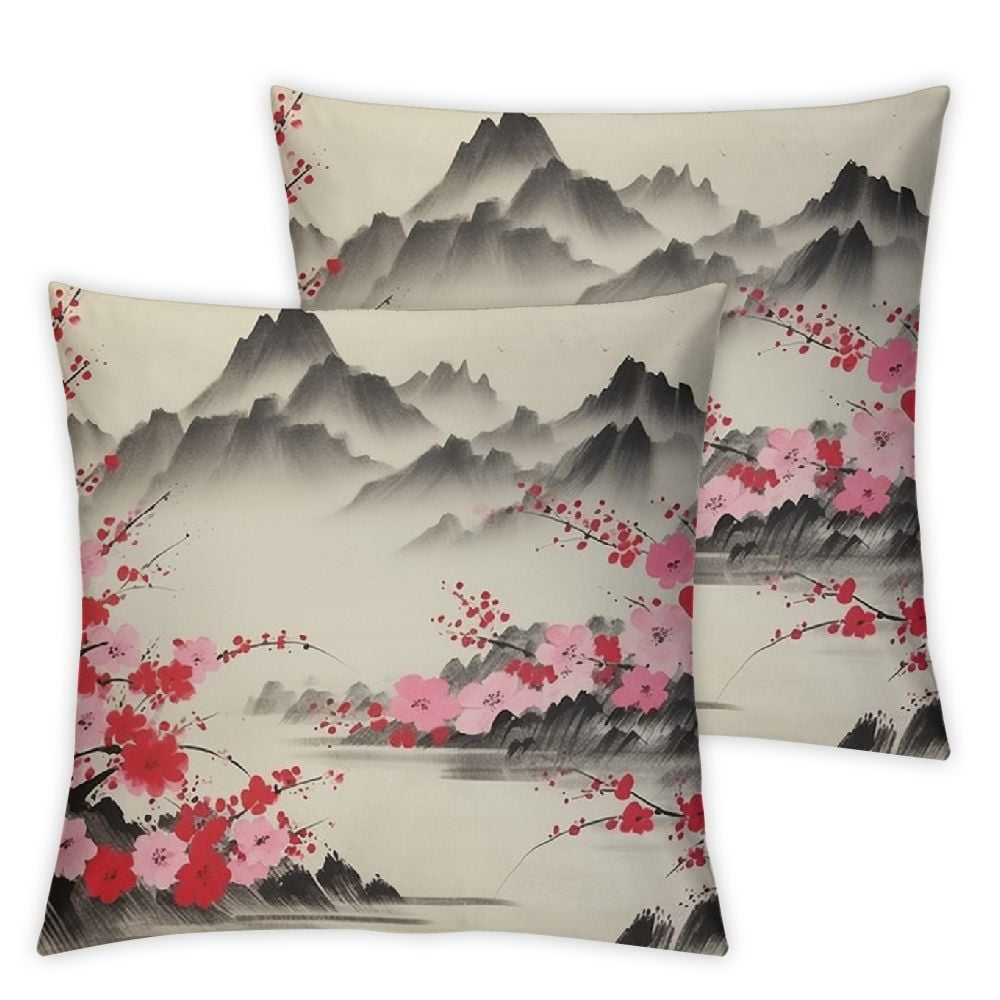 Comio Set Of 2 Japanese Style Throw Pillow Covers Japanese Ukiyoe