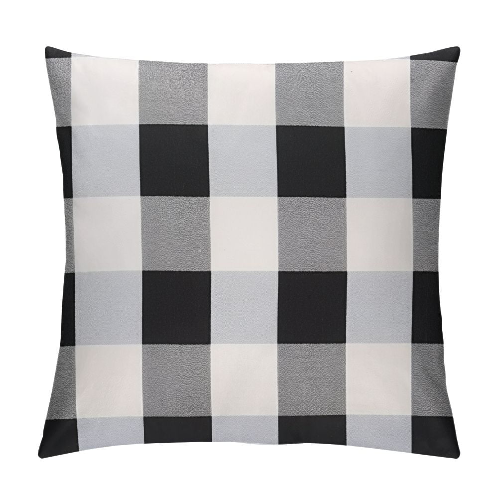 COMIO Set of 4 Decorative Farmhouse Throw Pillow Covers Plaid Square ...