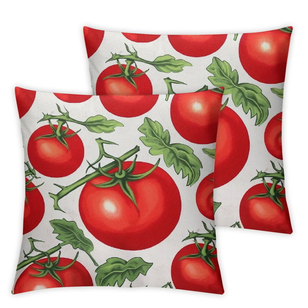 COMIO Set of 2, Decorative Square Throw Pillow Case Cushion Cover, Tomatoes Flat Pattern, for ...
