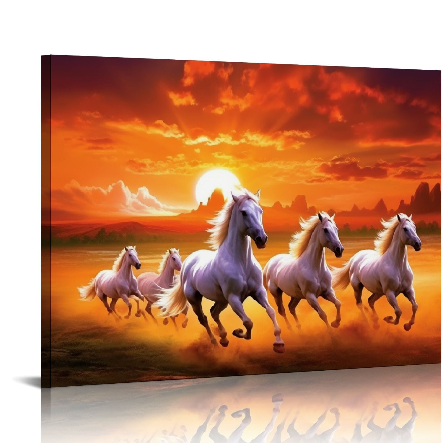 COMIO Seven Lucky Running Wild Horses Art Animal Wall Art Running ...