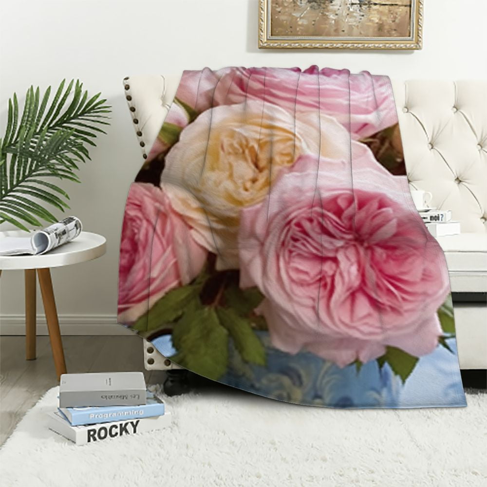 COMIO Shabby Chic Floral Flannel Material Blanket - Soft and Durable ...