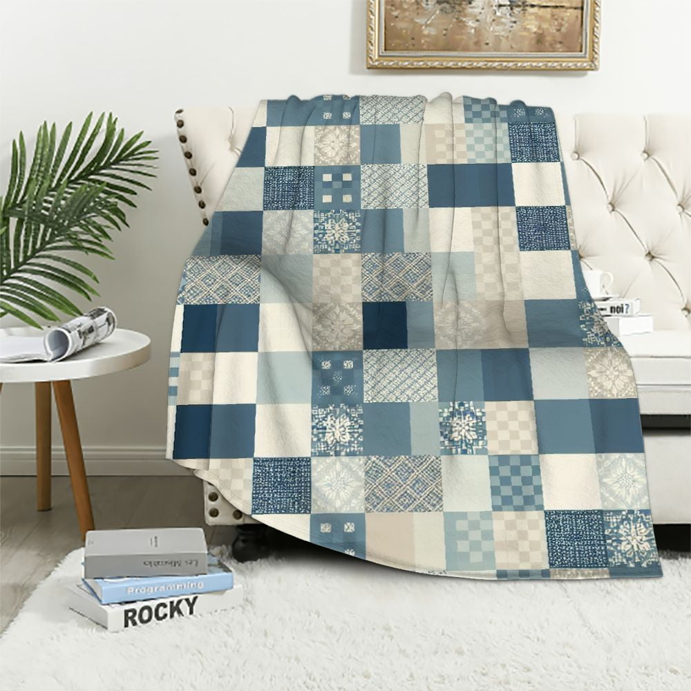 COMIO Sherpa Throw Blanket, Plaid Warm Cozy Throw Blankets for Sofa ...