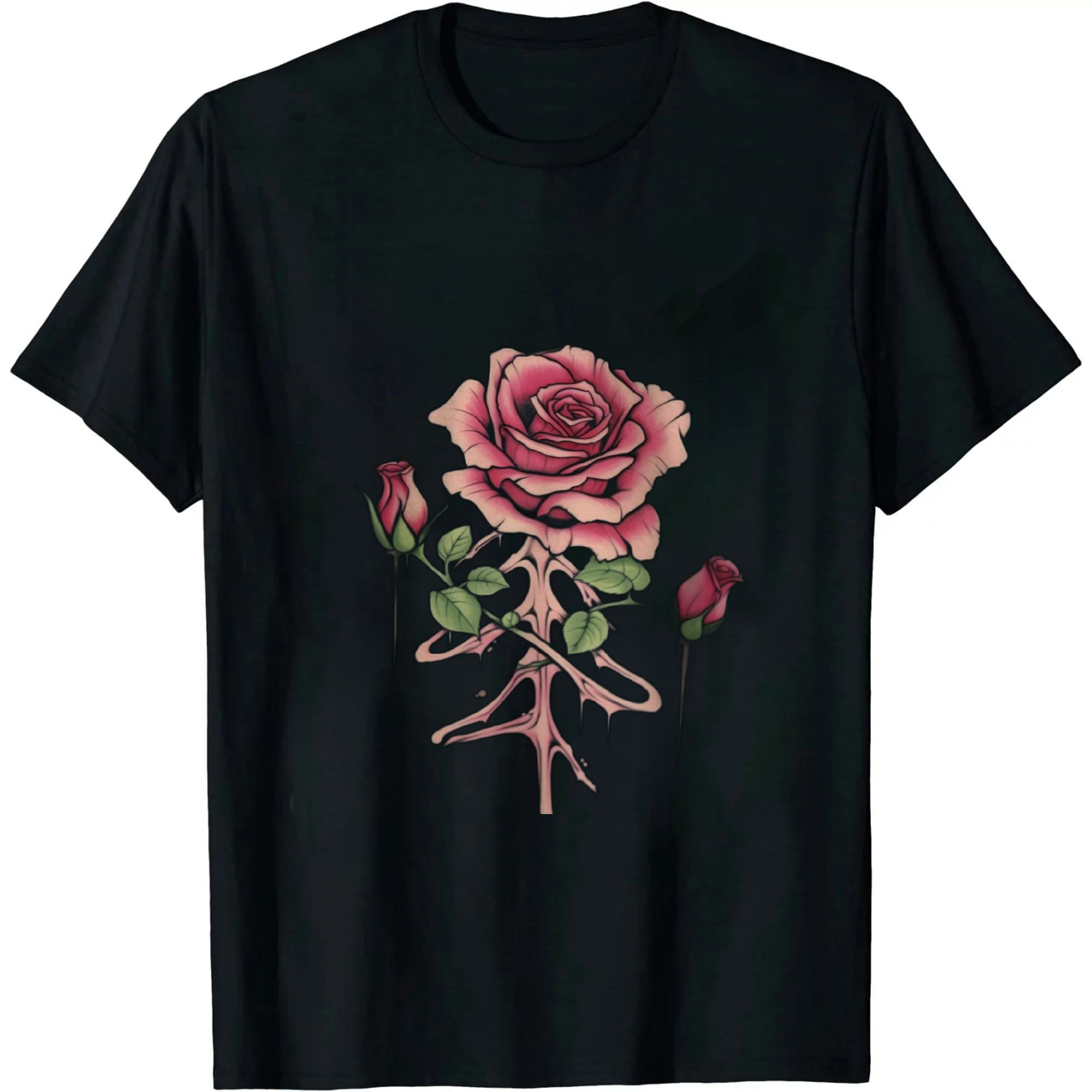COMIO Skeleton Hand Red Rose Flower Aesthetic T-Shirt - Walmart.com