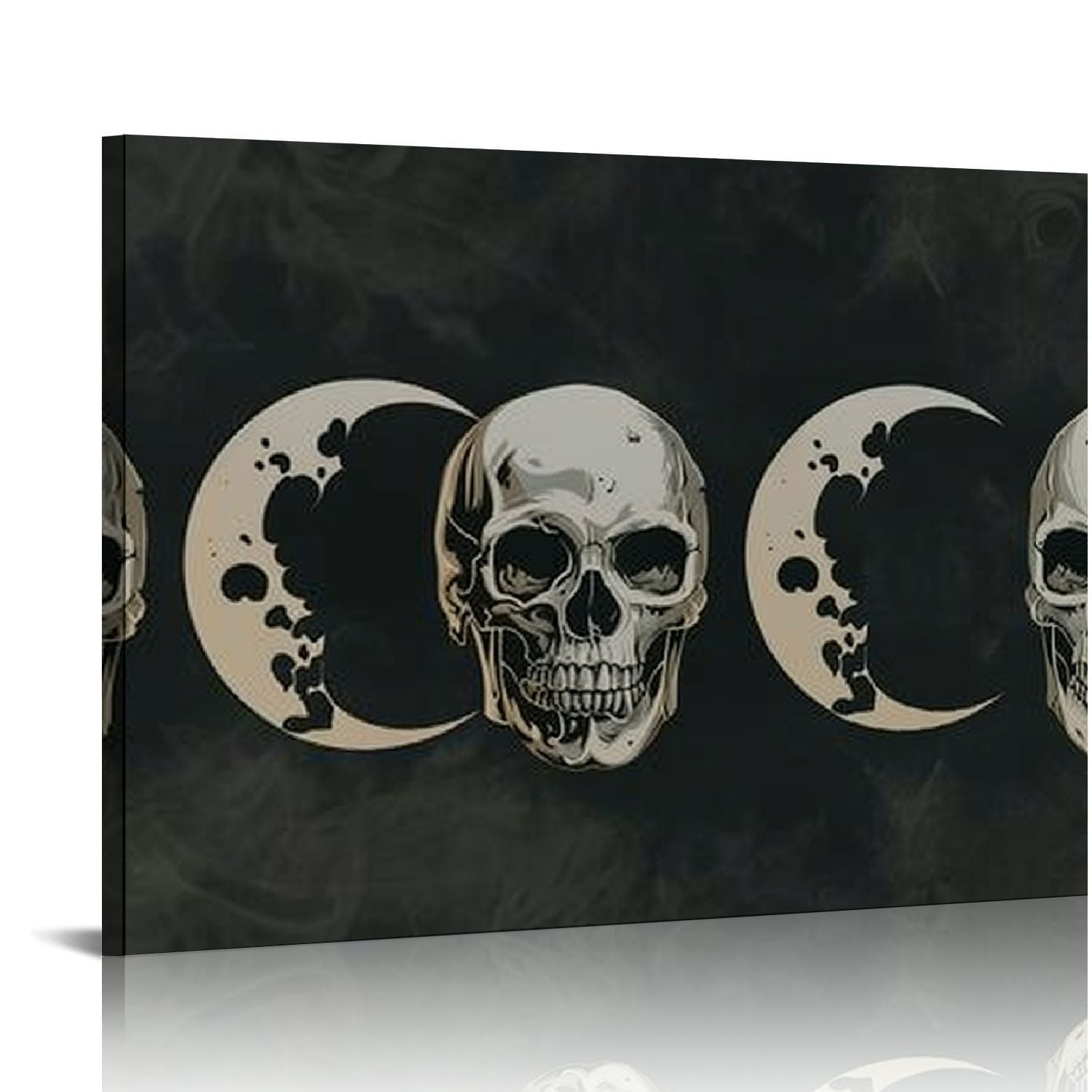 COMIO Skull Moon Phases Canvas Poster Painting Wall Art, Moon Skull ...