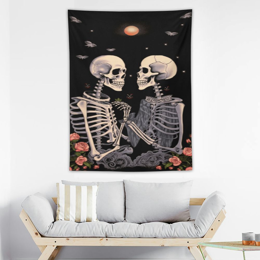 COMIO Skull Tapestries Black and White Skeleton Gothic Grunge Dark ...