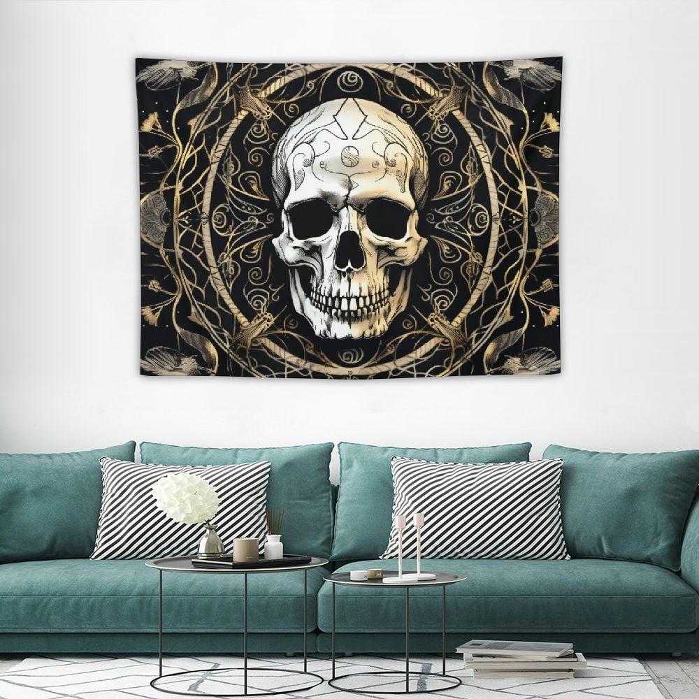 COMIO Skull Tapestry Moon Tapestries Black and White Tapestry Gothic ...