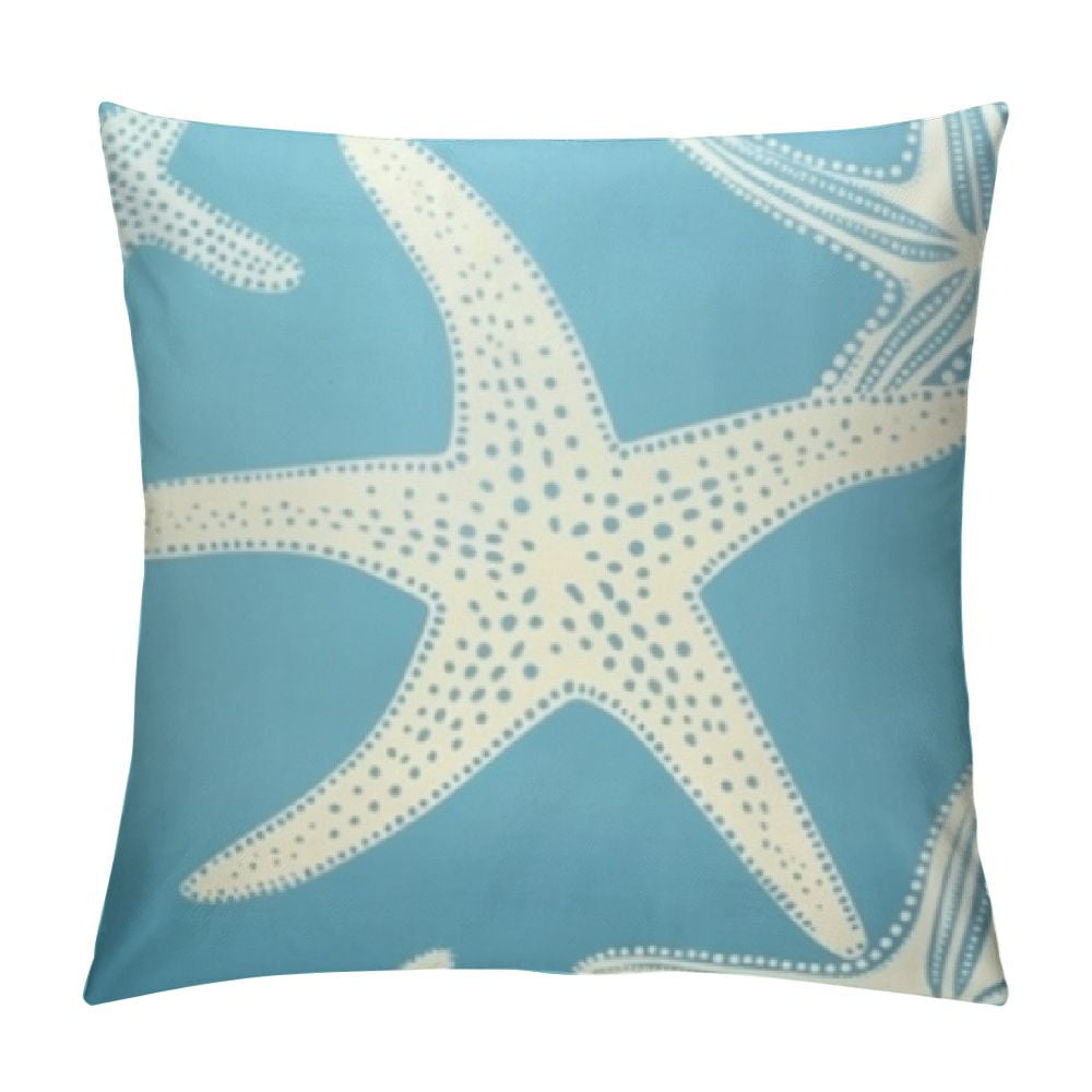 COMIO Sky Blue Starfish Throw Pillow Cover Couch Pillows Coastal Beach ...