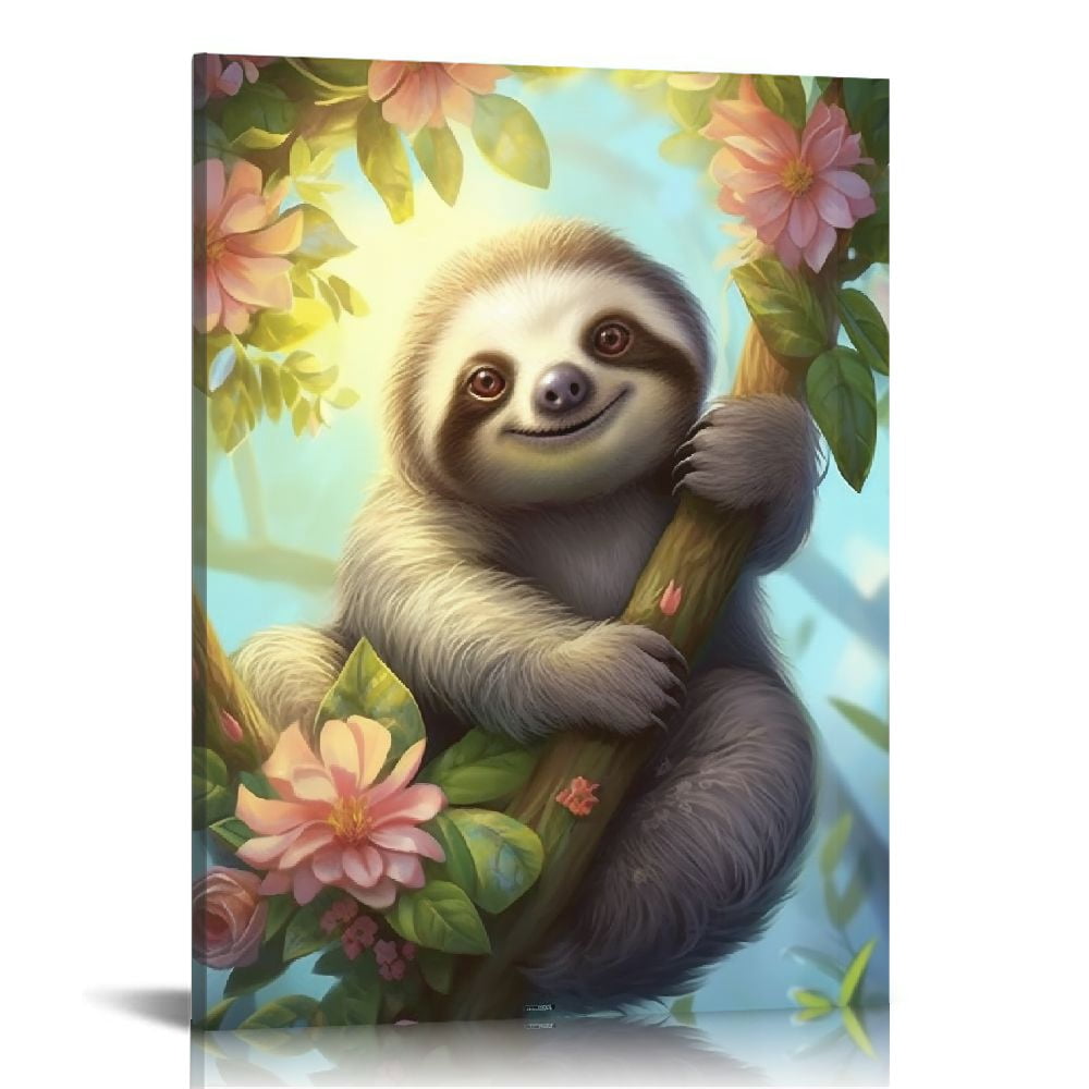 COMIO Sloth Canvas Wall Art Painting Scenery Artwork Picture for Living ...