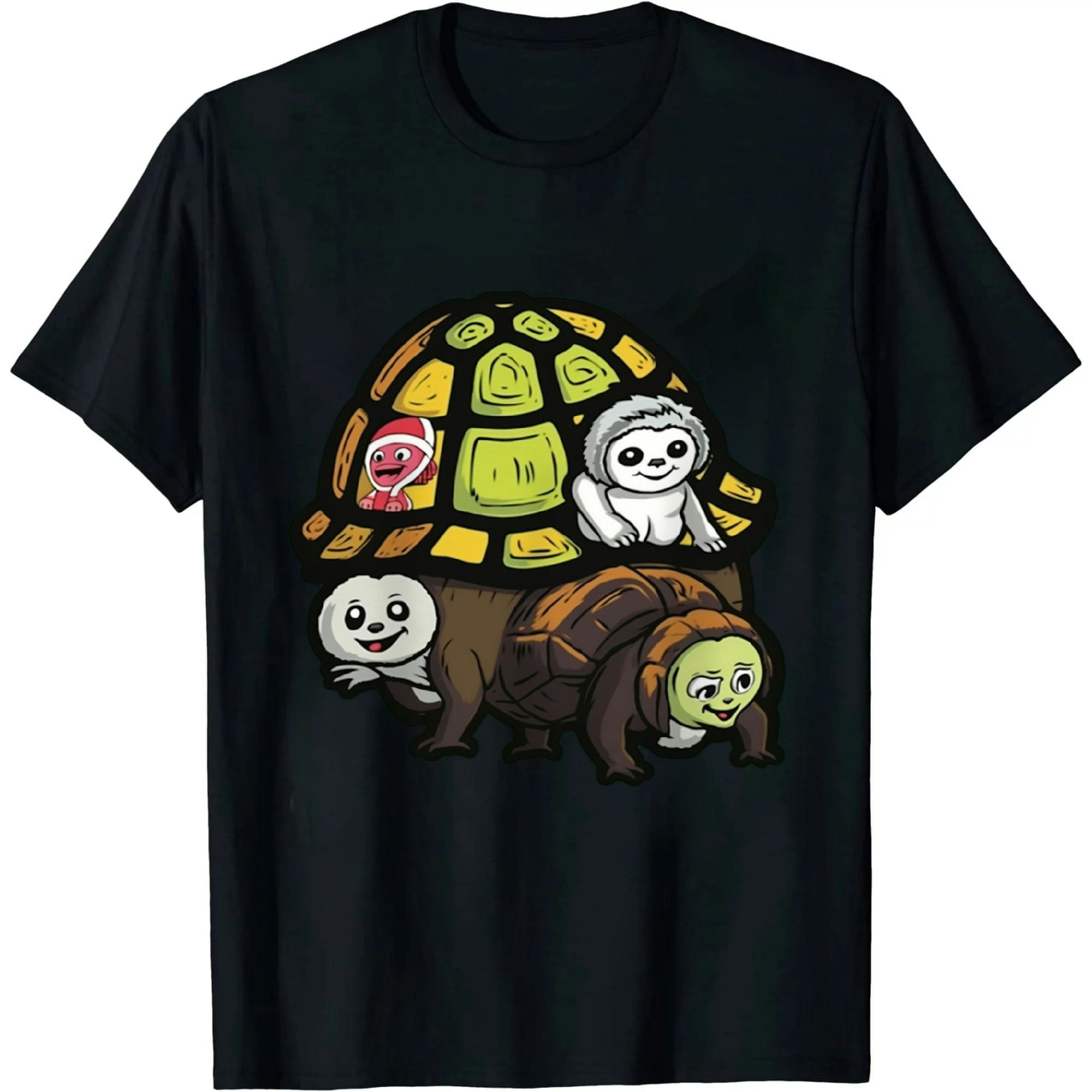 COMIO Sloth Turtle Snail Piggyback T Shirt Animal Running Wild Tee ...