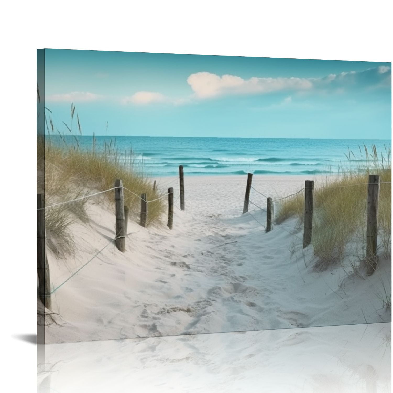 COMIO Beach Path Coastal Scene Wall Art 20" x 16" Framed Canvas Prints ...