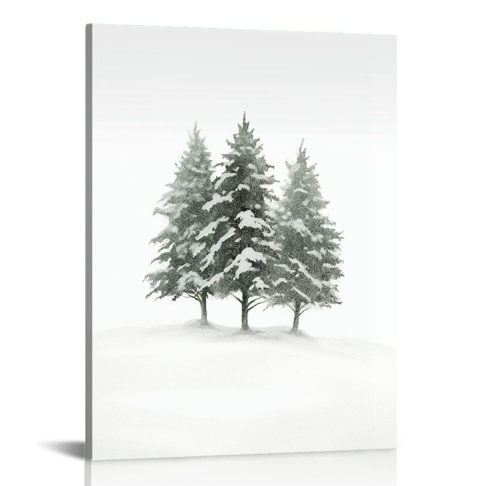 COMIO Snowflake evergreen trees in Maoze Lake Creek, winter forest wall ...