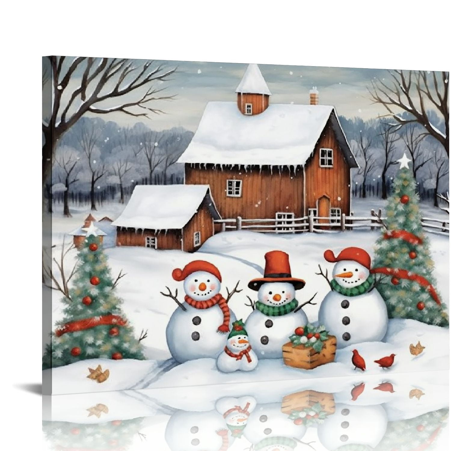 COMIO Snowman Christmas Canvas Wall Art: Farmhouse Christmas Decor ...