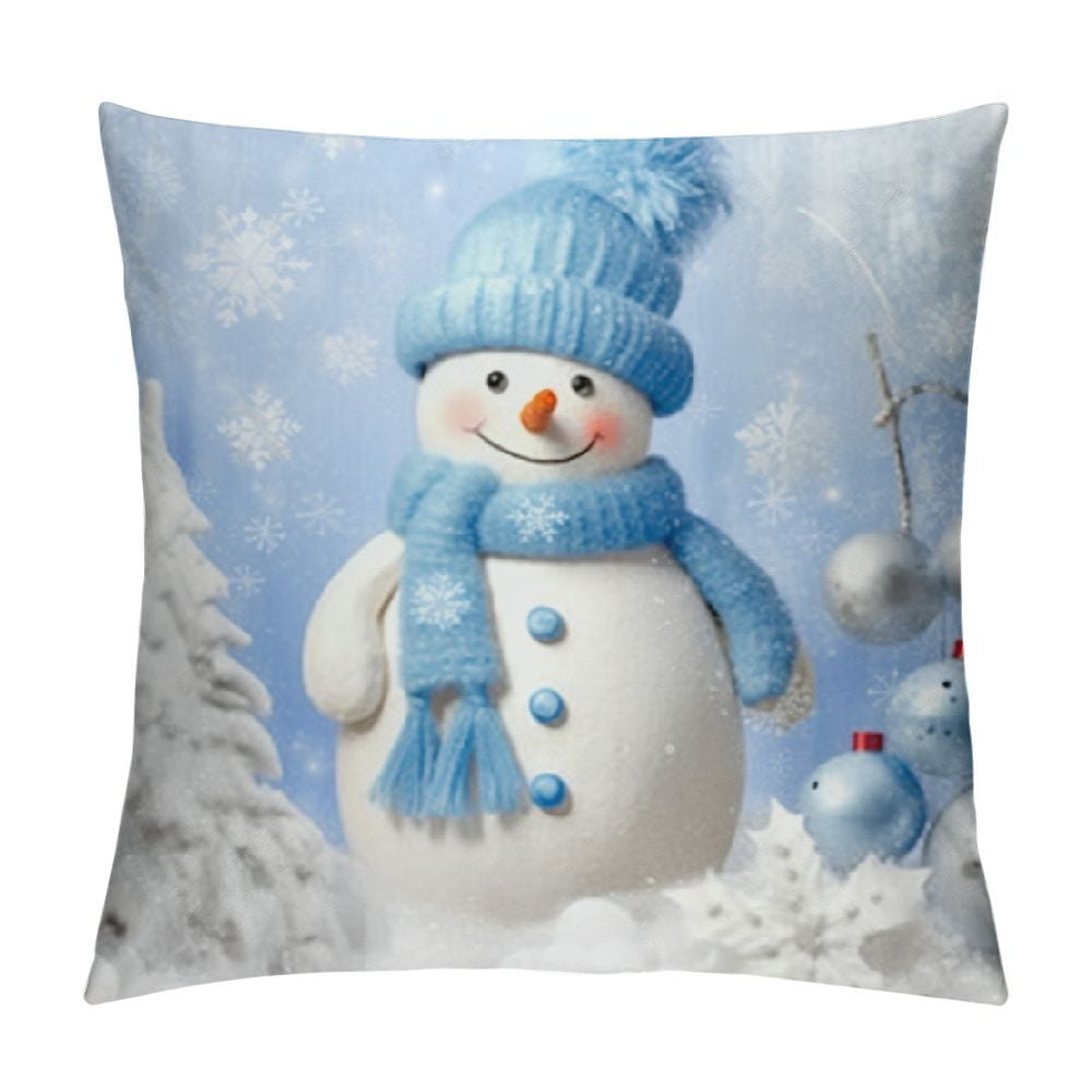 COMIO Snowman Throw Pillow Covers Christmas Decorations Snowy Day ...