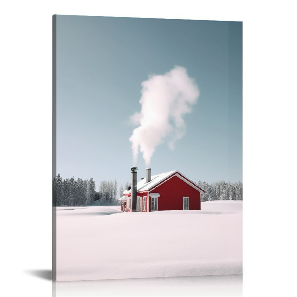 COMIO Snowscape Poster Log Cabin Canvas Prints Wall Art For Home Office ...