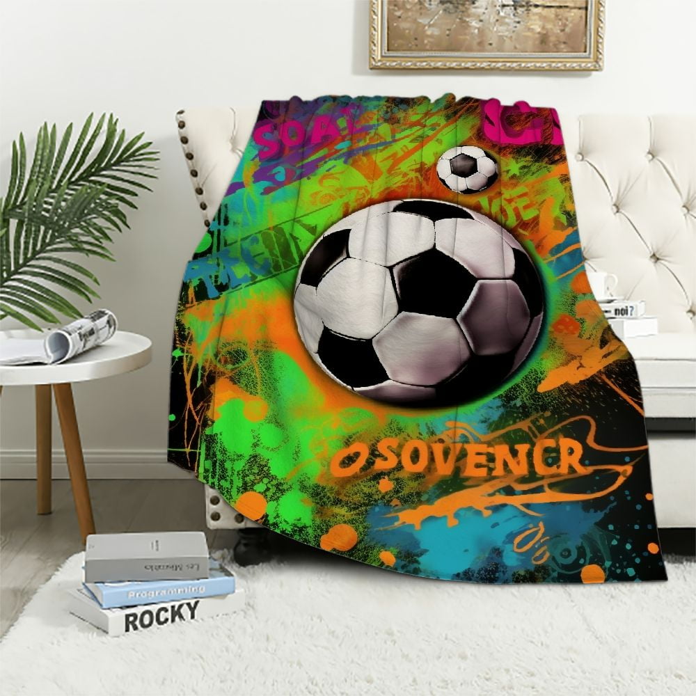 COMIO Soccer Blanket - Soccer Blankets Soccer Gifts for Adult and Kids ...