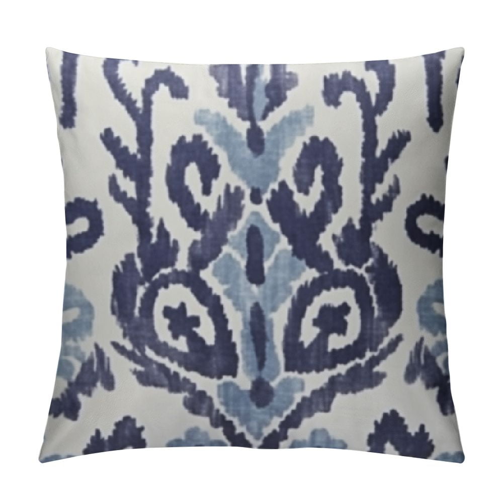 COMIO Sofa Decoration Pillowcases Blue and White Ikat Square Cushion Case Throw Pillow Covers ...