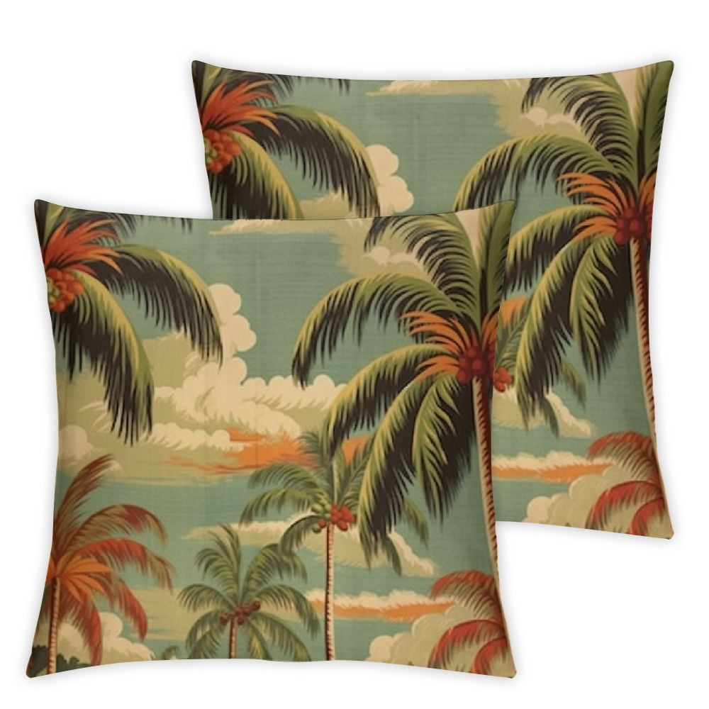 COMIO Sofa Pillow Case Vintage Tropical Palm Tree Pillow Cover 2pcs ...