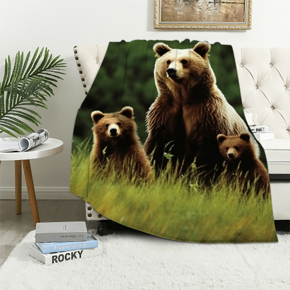 COMIO Soft Cozy Throw Blanket for Couch, Brown Bears - Walmart.com